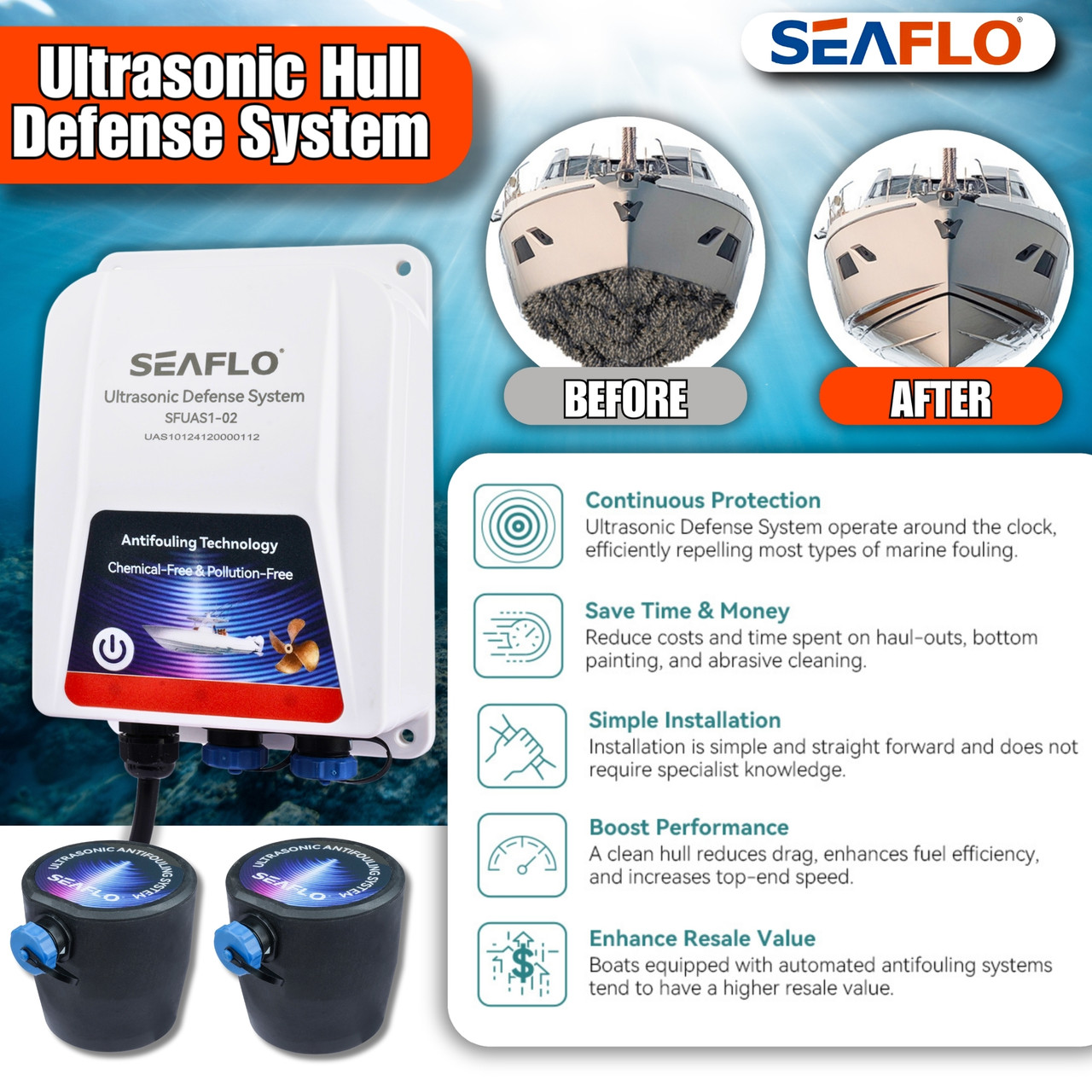SEAFLO Ultrasonic Defense System - Fully Automated Ultrasonic Barnacle ...