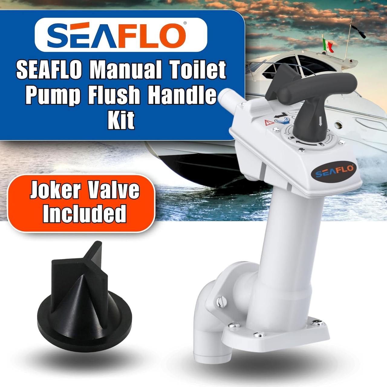 SEAFLO Manual Toilet Pump Flush Handle Kit - Compatible with SEAFLO and ...
