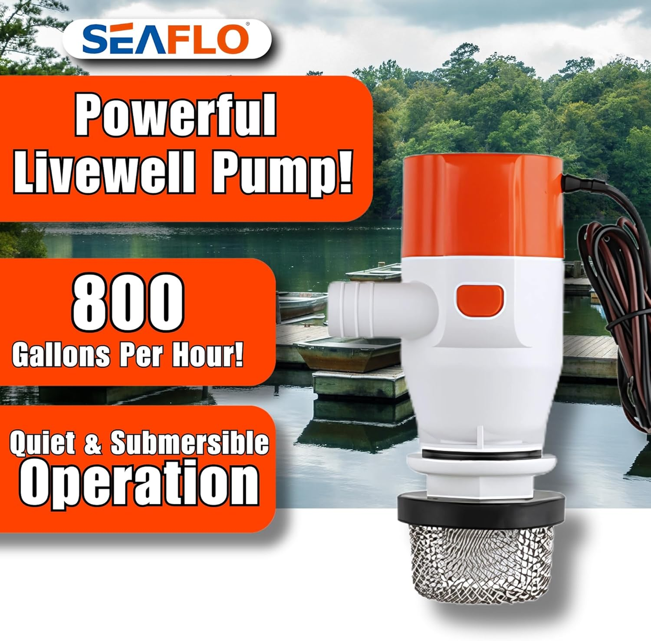 SEAFLO 12V 800 GPH 13F Series Portable Livewell Aerator Kit ...