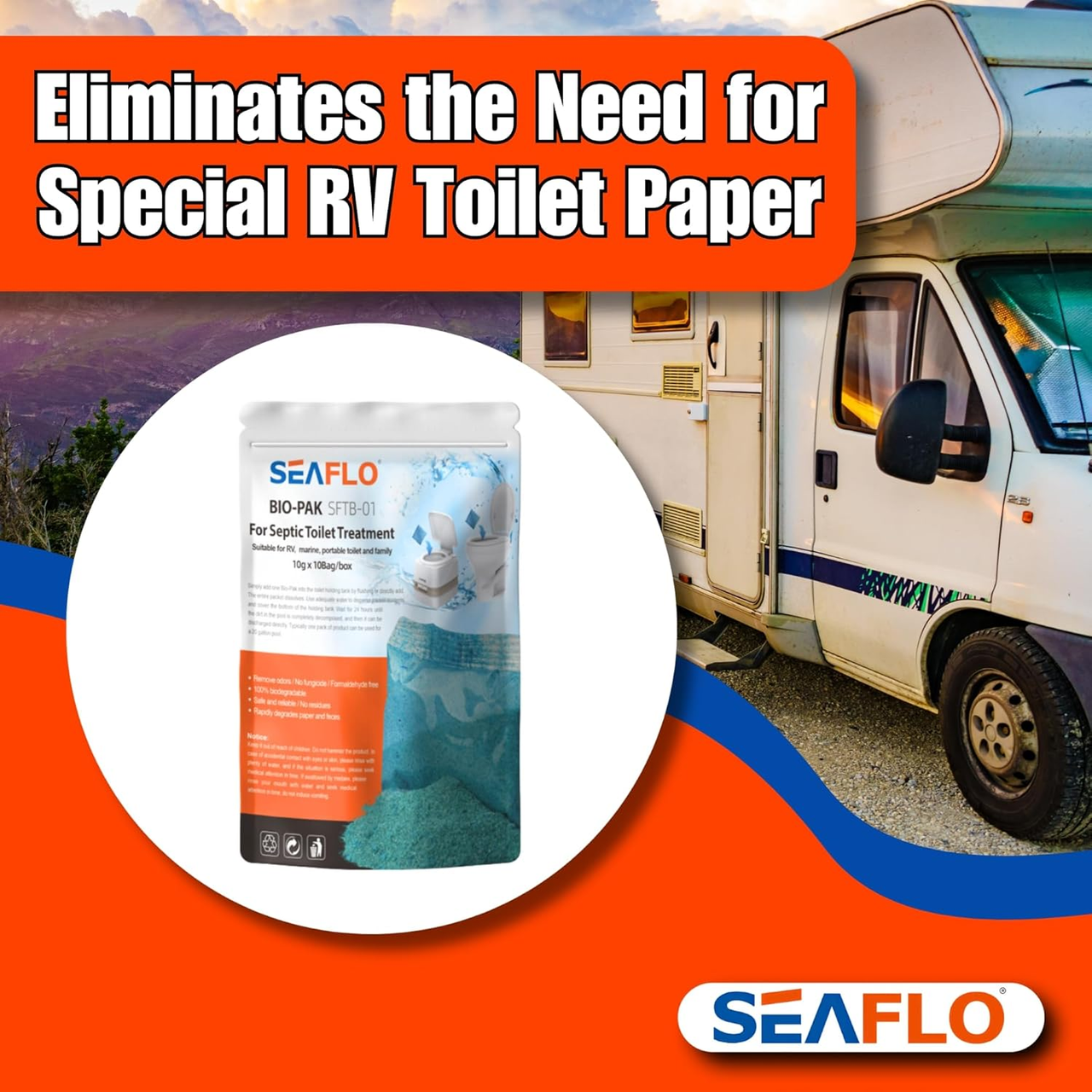 SEAFLO 100% Biodegradable Bio-pak RV Marine Natural Black Holding Tank ...