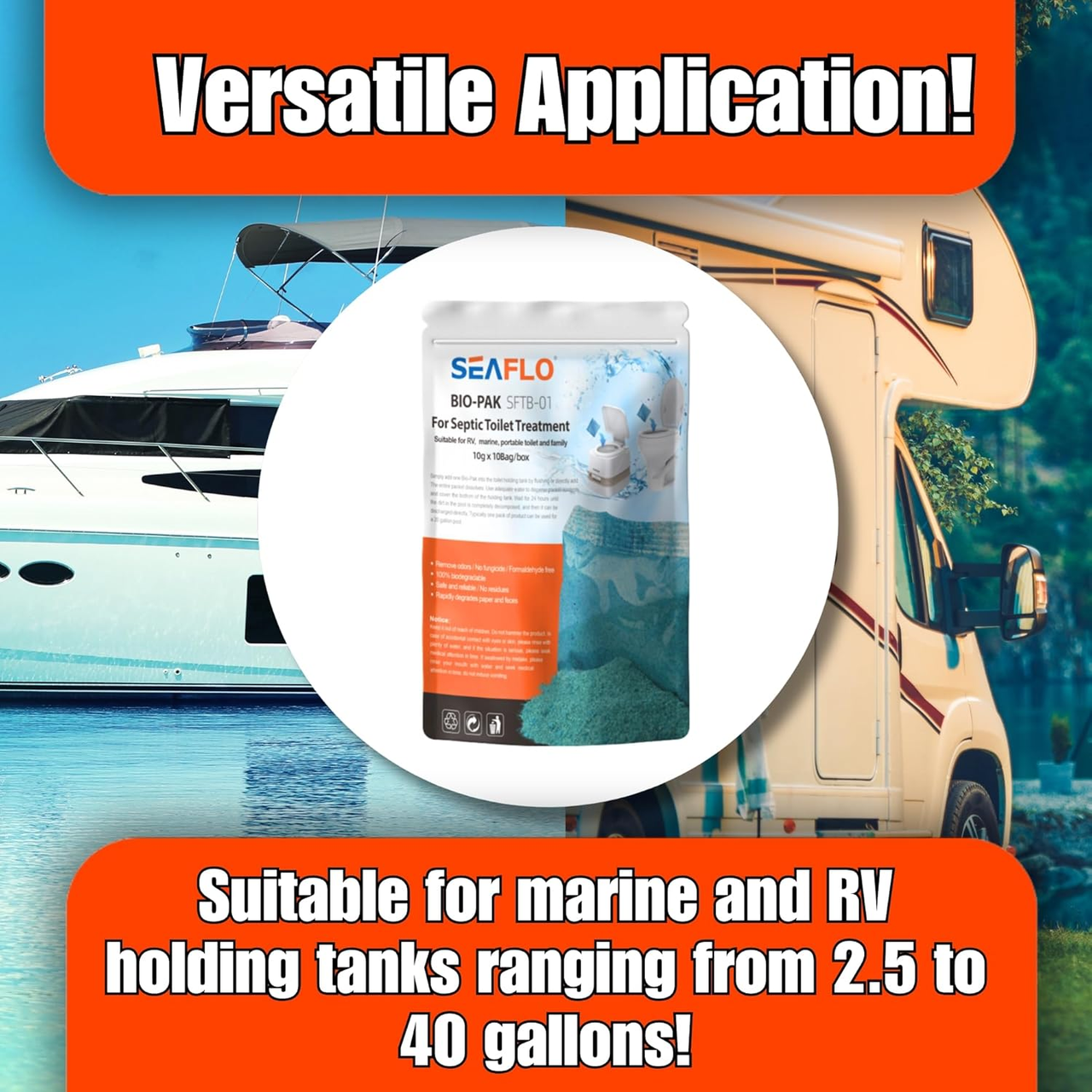 SEAFLO 100% Biodegradable Bio-pak RV Marine Natural Black Holding Tank ...