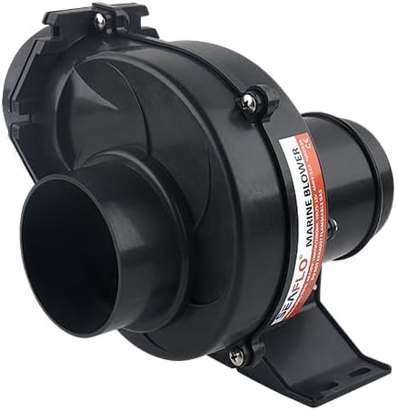 SEAFLO in Line Bilge Air Blower 130CFM Boat Black Ventilation Marine 24V