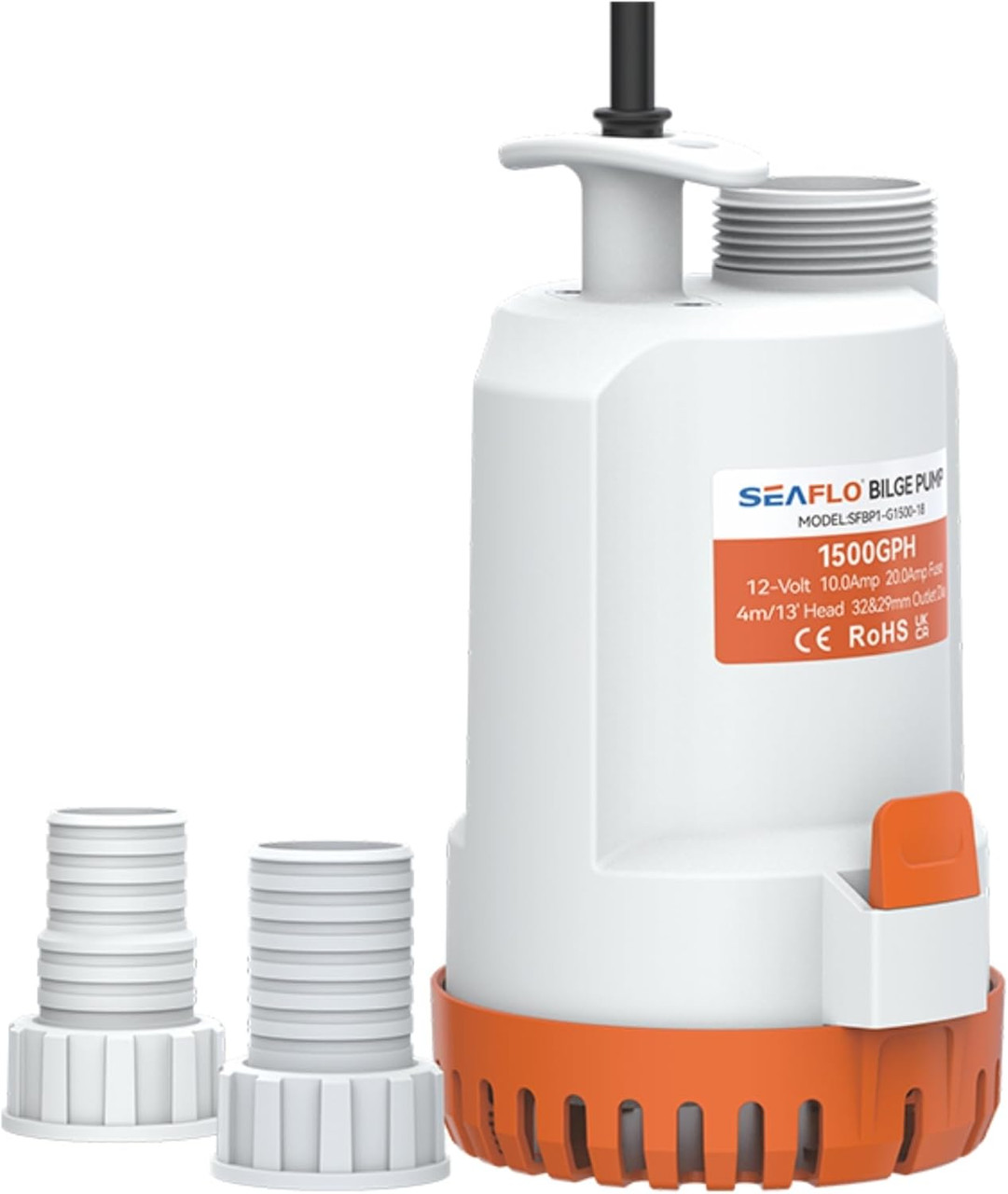 SEAFLO 24V 1500 GPH Portable Utility Pump Submersible Small Backup Sump ...