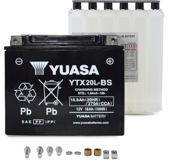 Yuasa AGM Maintenance-Free Battery YTX20L-BS for Motorcycle - cyclesrus.net