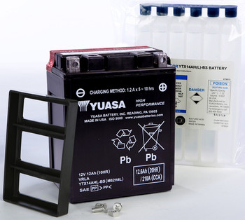 Yuasa AGM Maintenance-Free Battery YTX14AH-BS for ATV SXS - cyclesrus.net