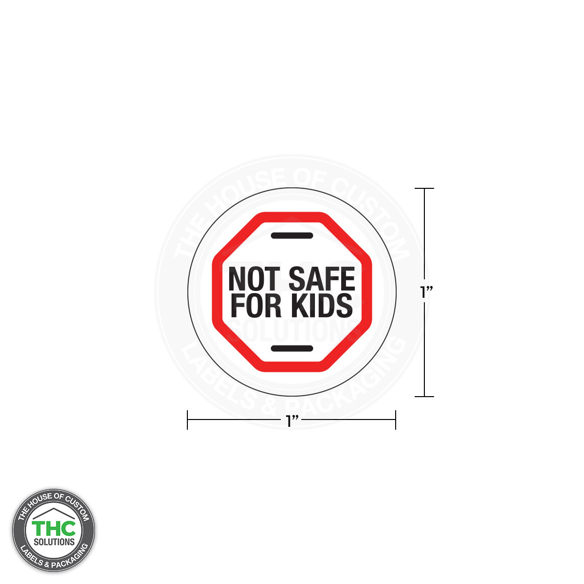 Massachusetts and Maine Symbol "Not Safe for Kids" Circle Label, 1" x 1 ...