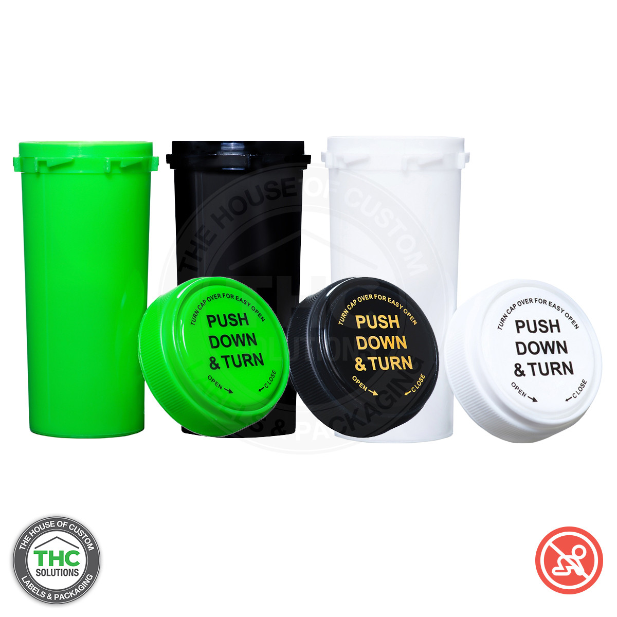 THC Push and Turn Bottle, 30 Dram (QTY 190)