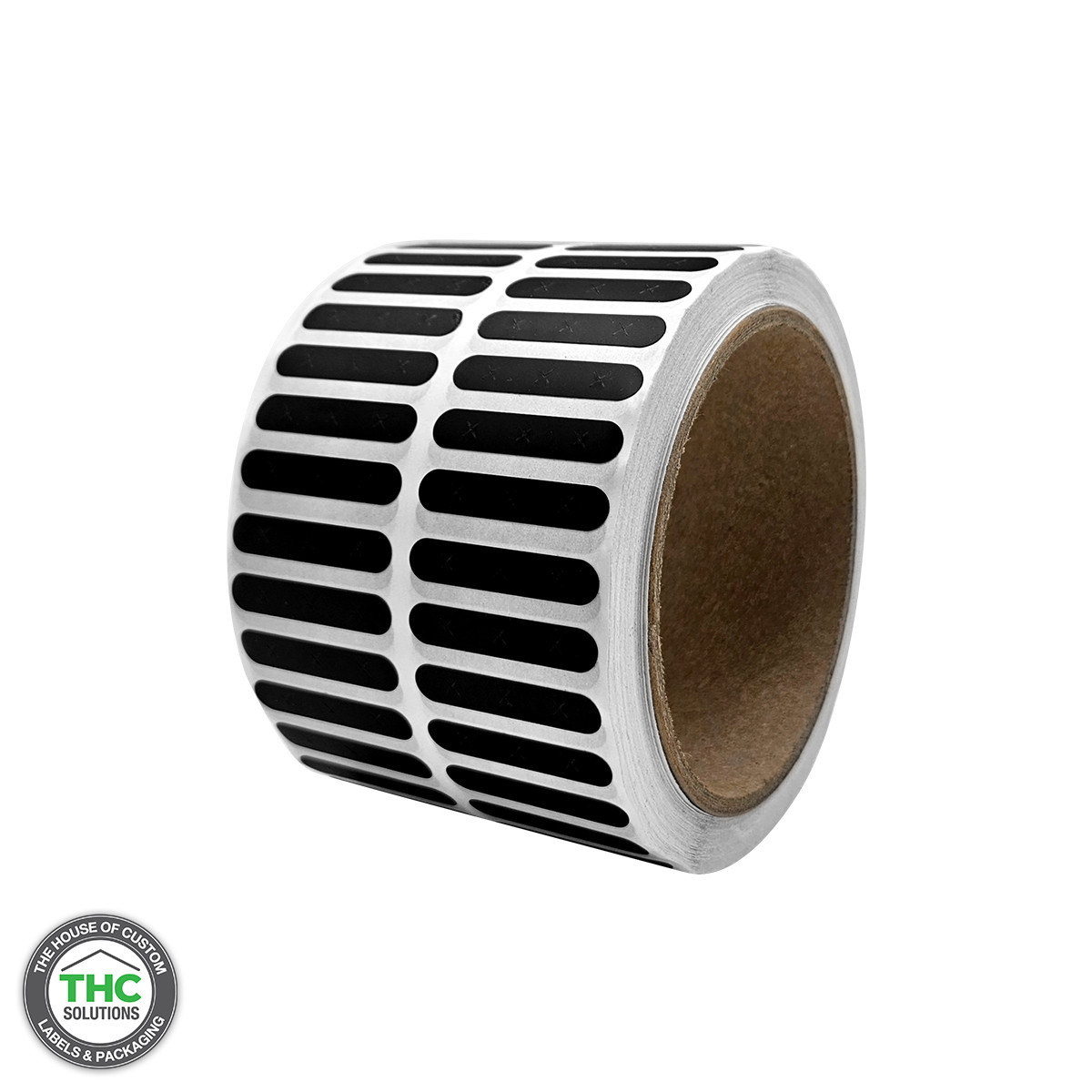 Blank 1.25x0.25 inch Black Tamper Evident Label Roll