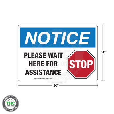 Please Wait Here For Assistance English / Spanish Floor Safety Sign ...