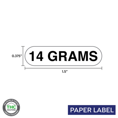14 Grams Product, Generic Paper Label, 0.375" x 1.5" (Qty 5,000 Per Roll)