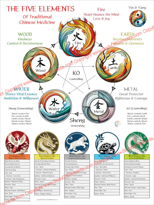 Five Elements TCM Poster - Clinical Charts and Supplies