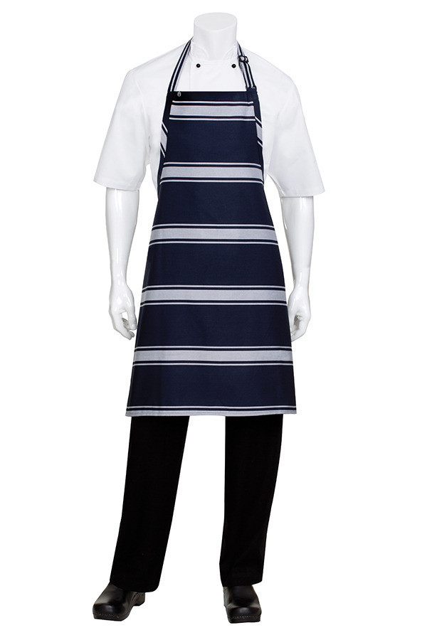 BS - BUTCHER STRIPE BIB APRON - NAVY