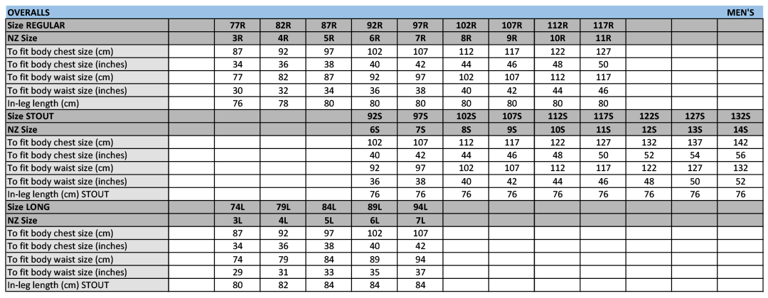 Bisley Size & Symbols Guide
