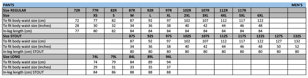 Bisley Size & Symbols Guide