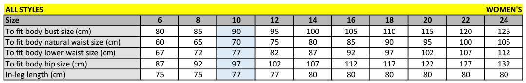 Bisley Size & Symbols Guide