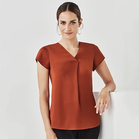 RB967LS - Womens Kayla V Neck Pleat Blouse