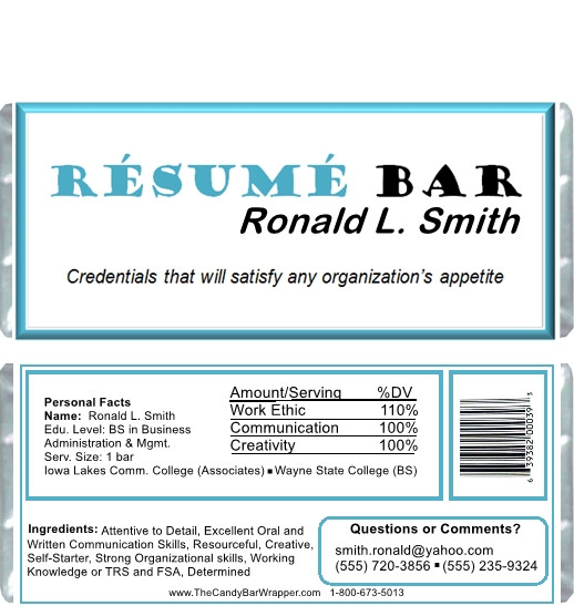 Resume Bar Candy Wrappers - Make a Lasting and Memorable Impression