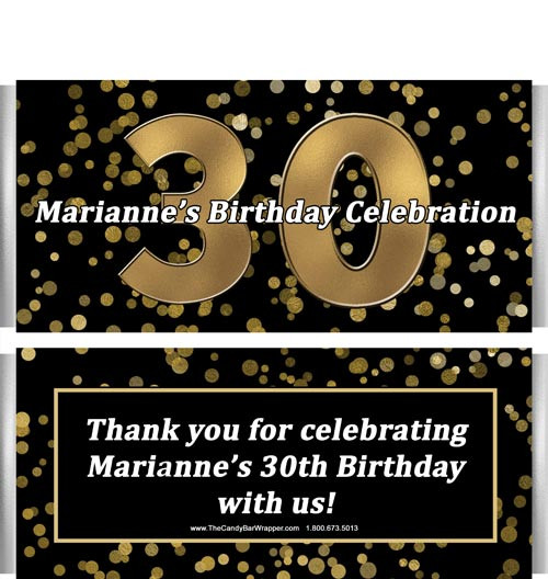 30th Birthday Candy Bar Wrappers - 30th Birthday Party Favors