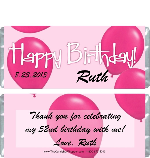 Pink Balloons Candy Bar Wrappers | The Candy Bar Wrapper