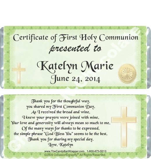 Communion Chocolate Bars as Communion Party Favors