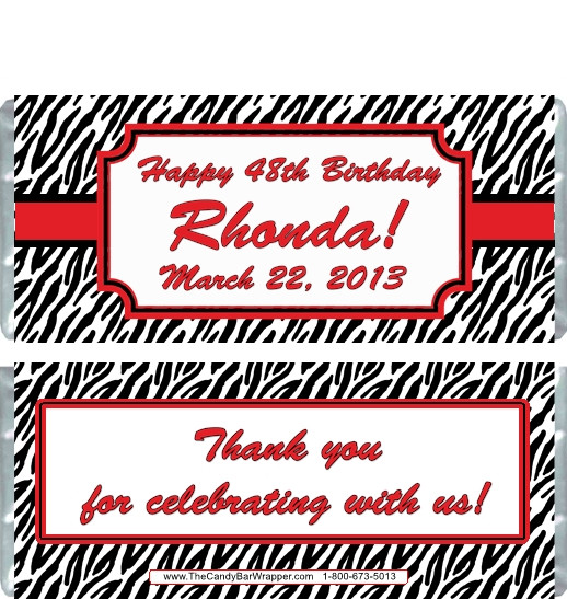 Zebra Candy Wrappers - Zebra Party Favors - The Candy Bar Wrapper