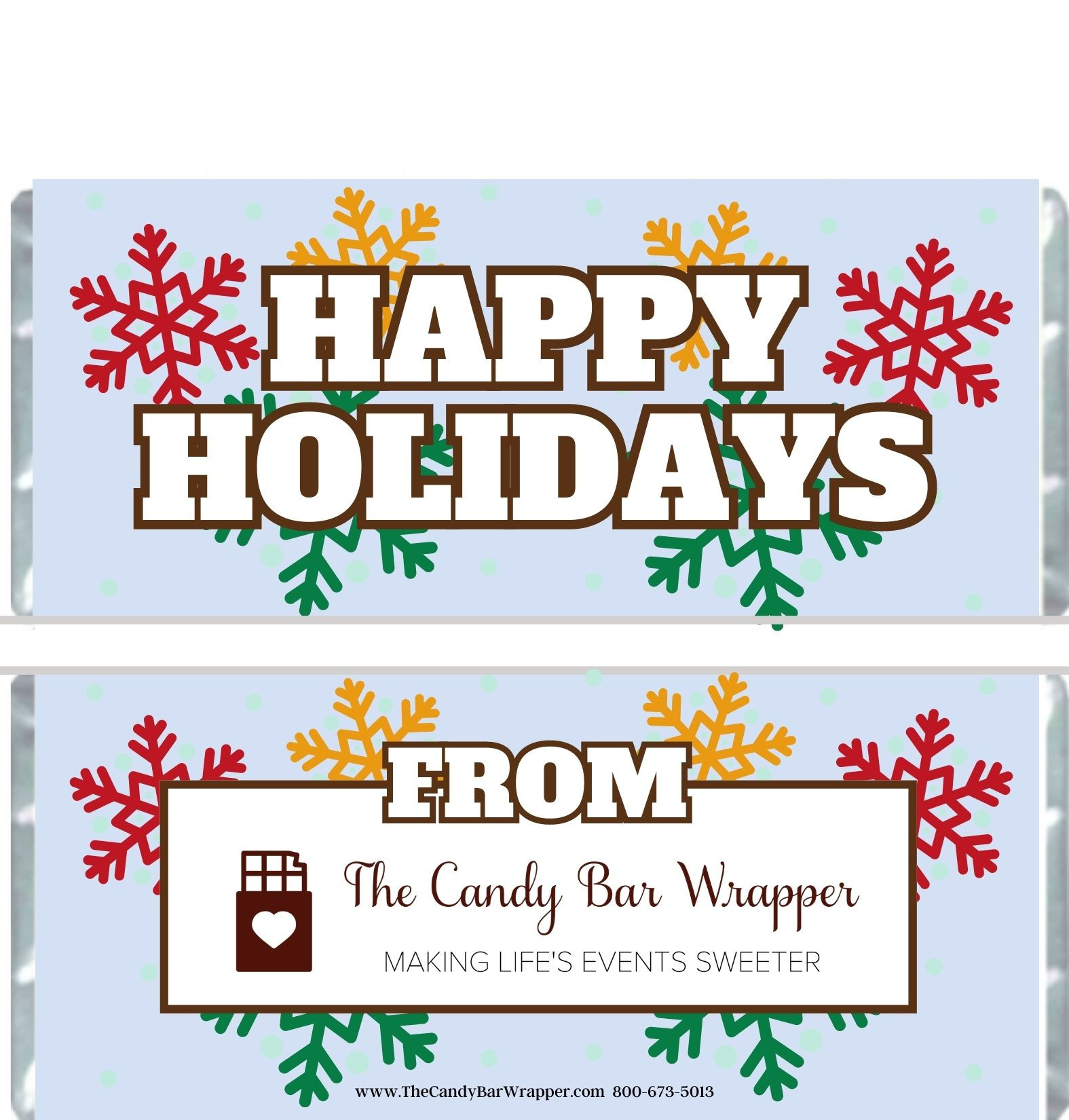 Holiday Red Candy Bar Wrappers as Christmas Party Favors