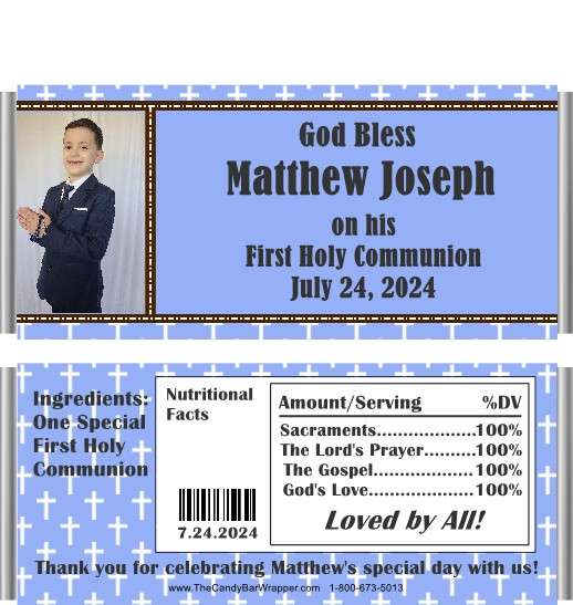 First Holy Communion Pink Candy Wrappers | The Candy Bar Wrapper