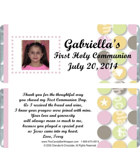 First Holy Communion Candy Favors at The Candy Bar Wrapper