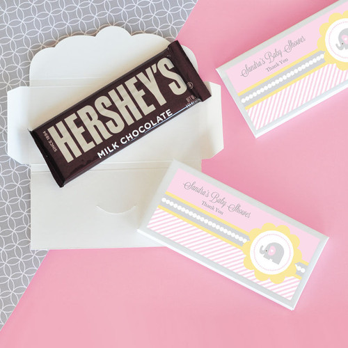 Pink Elephant Candy Bar Covers - Baby Shower Favors