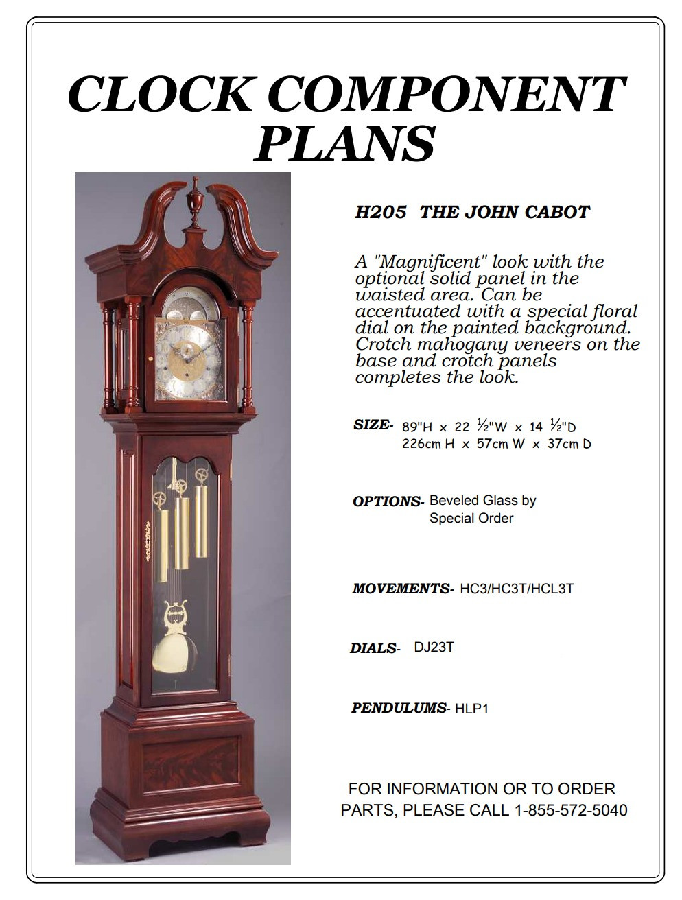 JOHN CABOT GRANDFATHER CLOCK PLAN - FH205 - Arek's Murray Clocks Inc