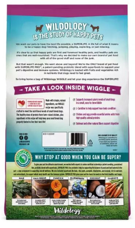 Wildology WIGGLE Chicken and Oatmeal Recipe, Small Dog Breed, Dry Dog ...