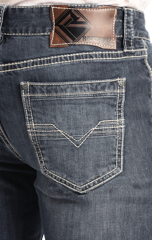 Rock & Roll Denim Mens Pistol Regular Fit Straight Leg Medium Wash ...