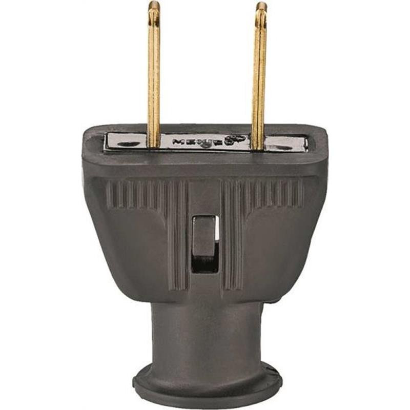 Cooper Wiring Black Non-Grounded Straight Electrical Plug
