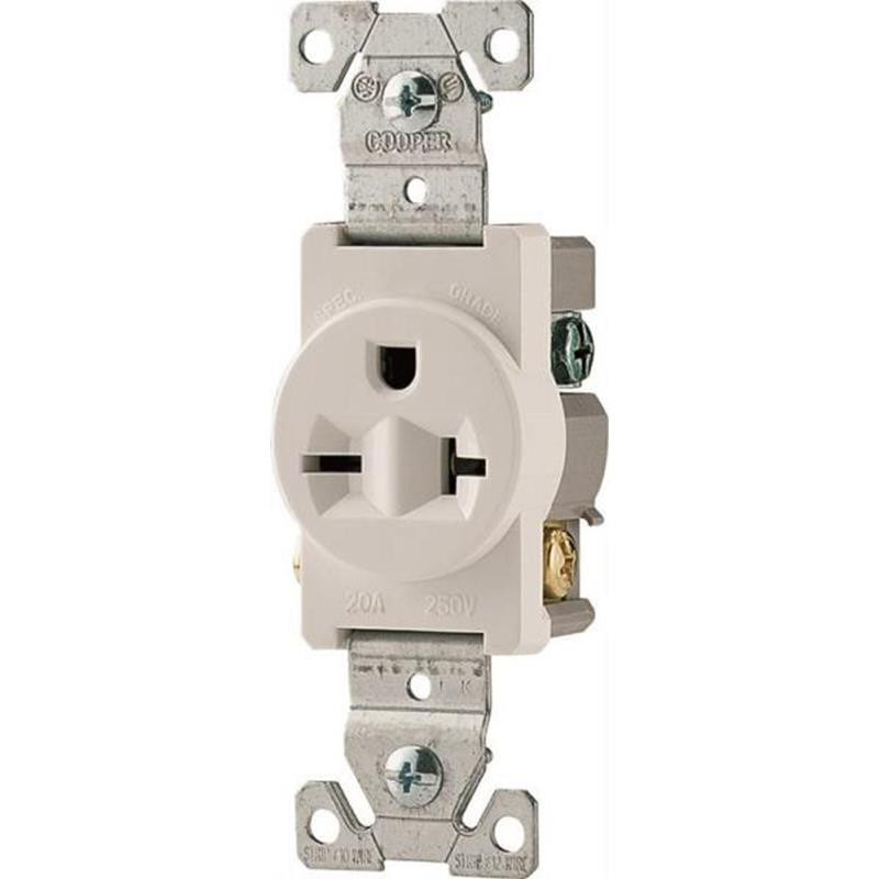 Cooper Wiring 3 Wire Grounded Straight Blade Single Receptacle White