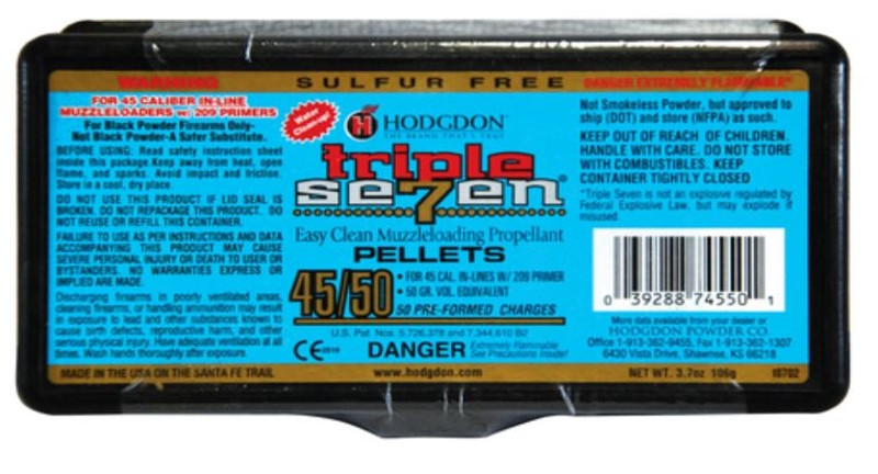 Hodgdon Triple Seven Pellets Designed for 209 In-Lines .45 Caliber 50 Grain