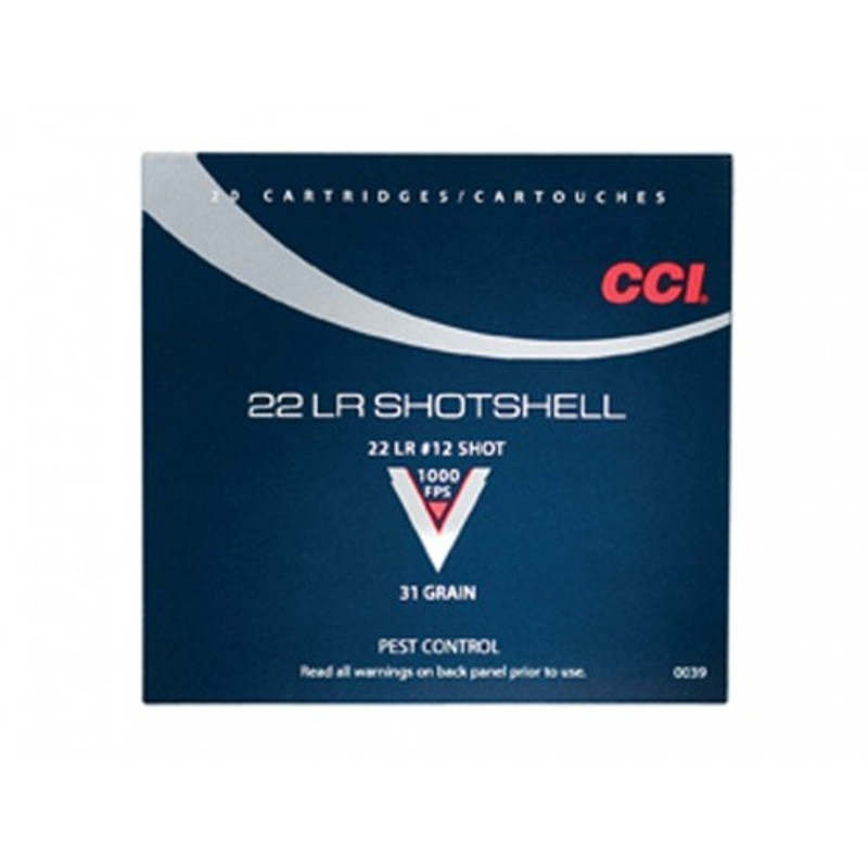 CCI .22 Long Rifle Shotshell 31 Grain Number 12 Shot
