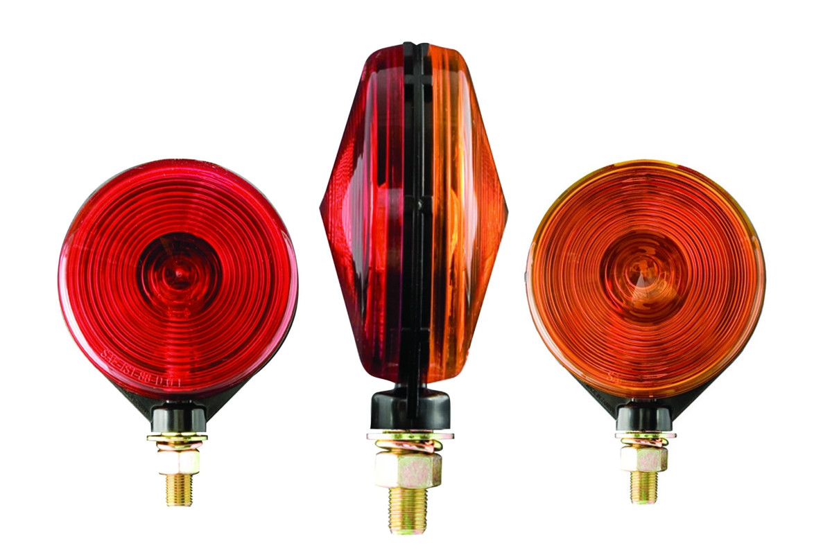 Round Dual Yellow/Red Stop/Turn/Tail Pedestal Mount Light; Self Grounding