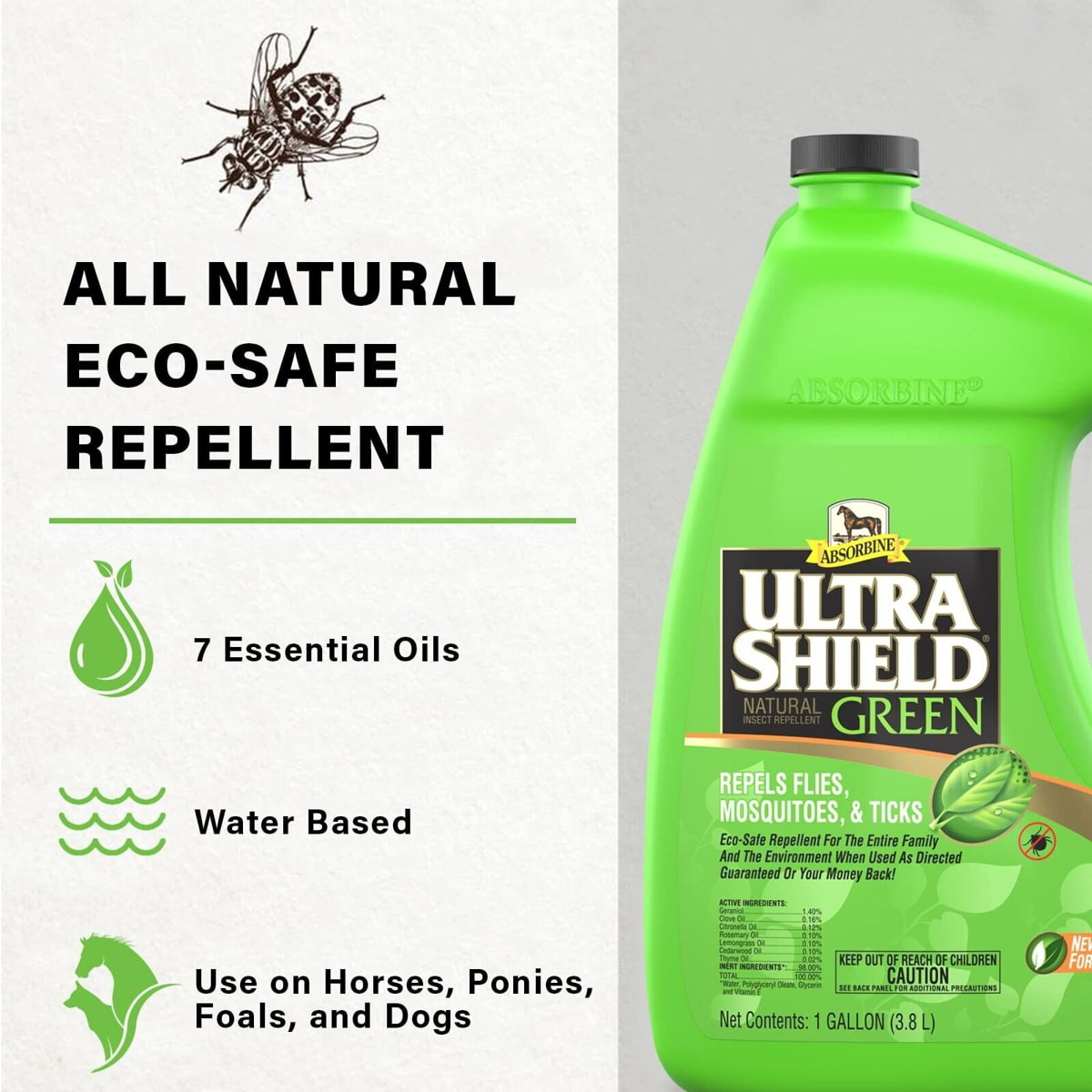 UltraShield Green Natural Fly Repellent 4 Gallon Case