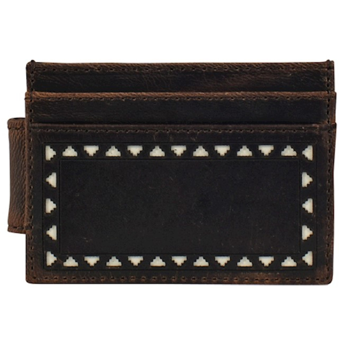Justin Mens Slim Card Wallet with Laser Cut and Cream Inlay