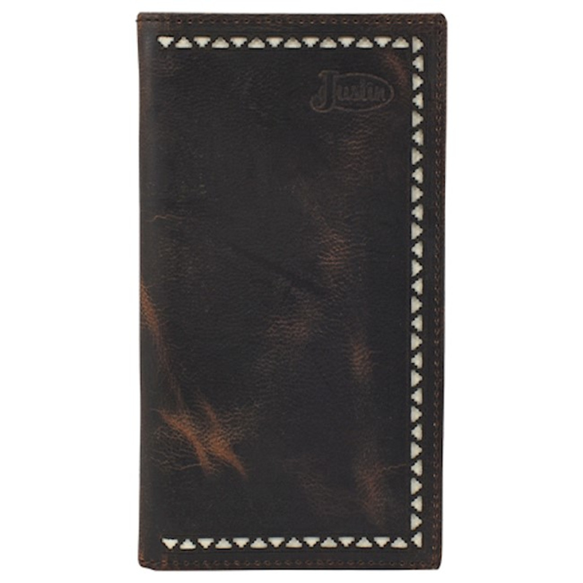 Justin Mens Rodeo Wallet with Laser Cut and Cream Inlay