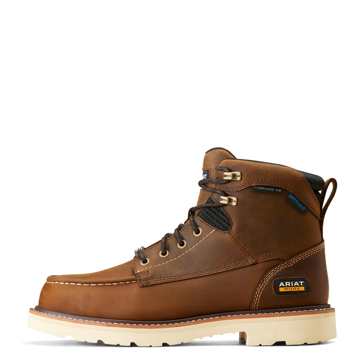 Ariat Mens Distressed Brown Rebar Lift 6" H20 Composite Toe Lace Up Boots