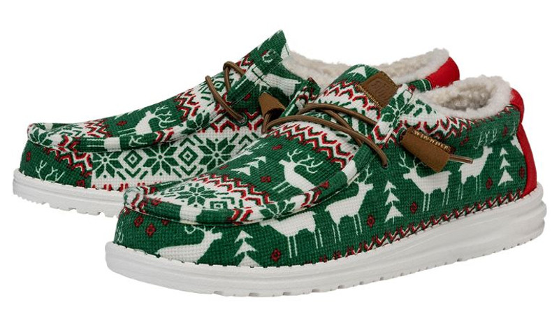 Hey Dude Men's Wally Ugly Sweater Lined Green Casual Shoes