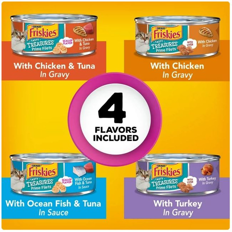 Purina Friskies Gravy Wet Cat Food Tasty Treasures Prime Filets Variety ...