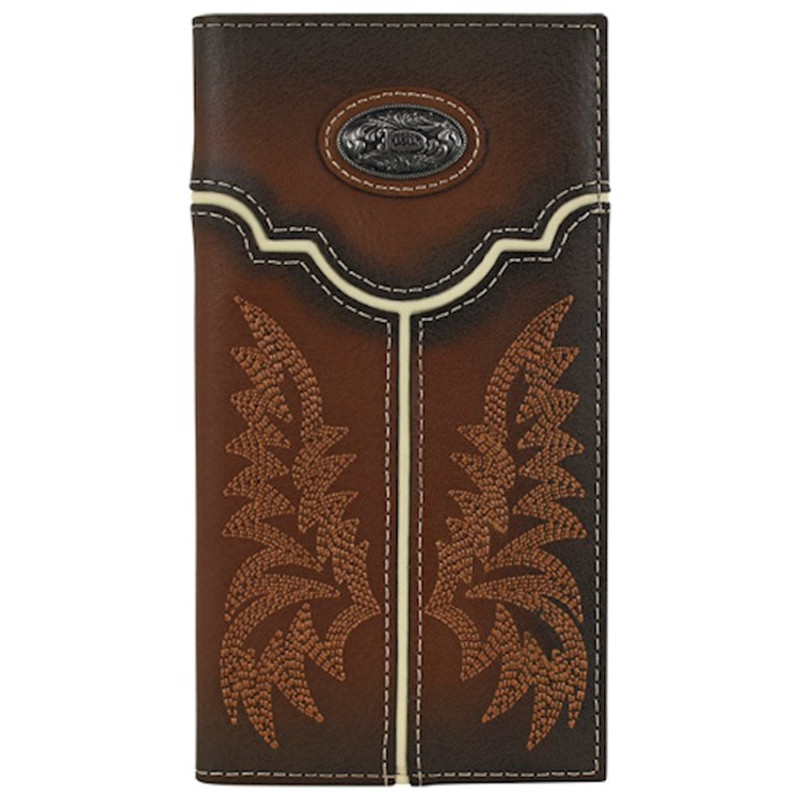Justin Men's Genuine Leather Rodeo Wallet with Burnished Tan Yoke and ...