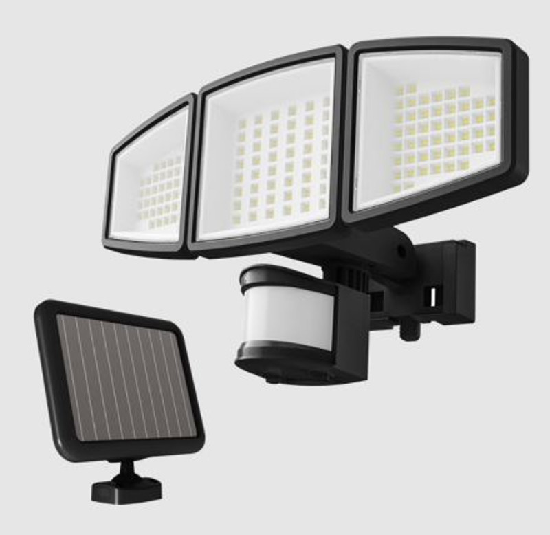Electryx 2000 Lumens Solar Powered LED Security Flood Light Black