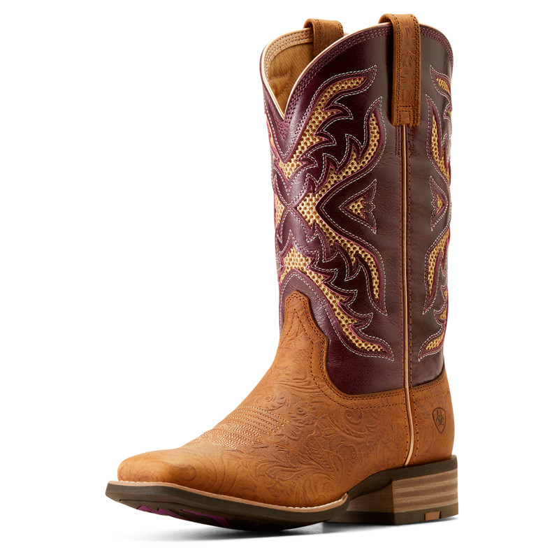 Ariat Womens Tooled Toasted Almond/Aged Merlot San Angelo VentTEK 360 ...