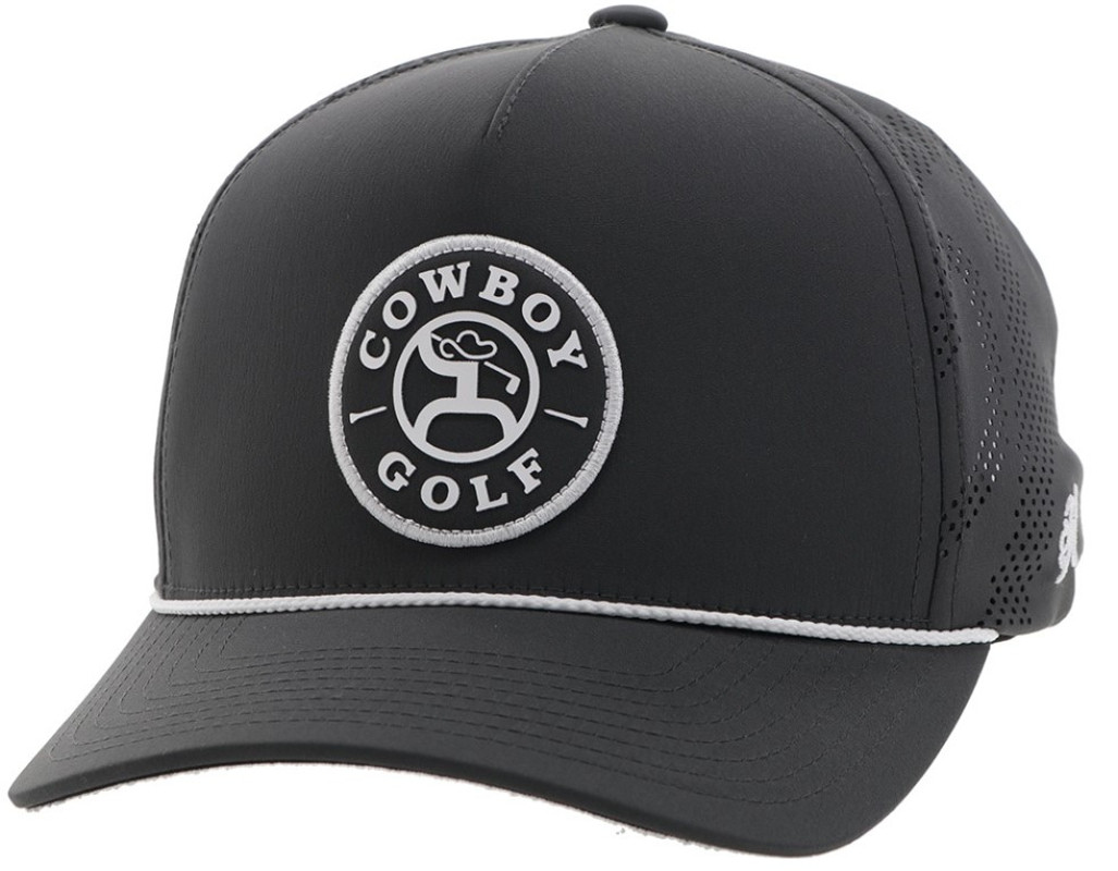 Hooey Men's Black "Cowboy Golf" Round Patch Mid Profile ONEFIT Mesh ...