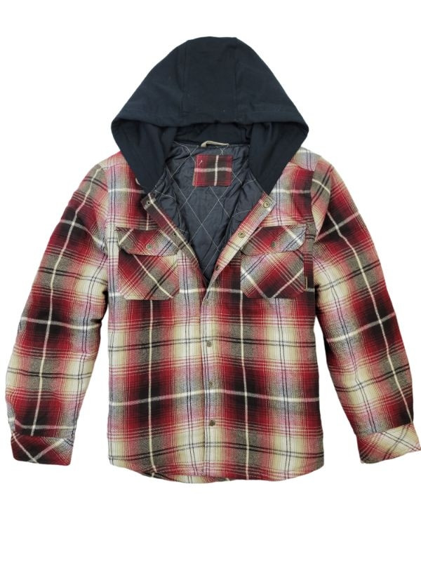 R Country Mens Red Hooded Flannel Jacket