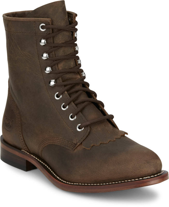 Justin Men's Brown 7" Lace Up Roper Boots
