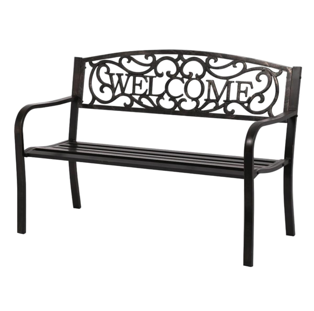 Livingscape Wrought Iron Welcome Bench
